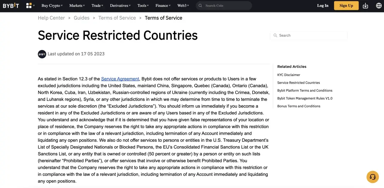 Bybit Restricted Countries (2024)